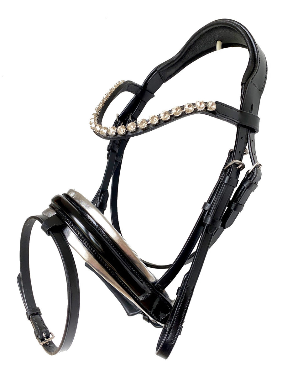 Black Leather Hanoverian Bridle - Silver Padding – horsebizaustralia