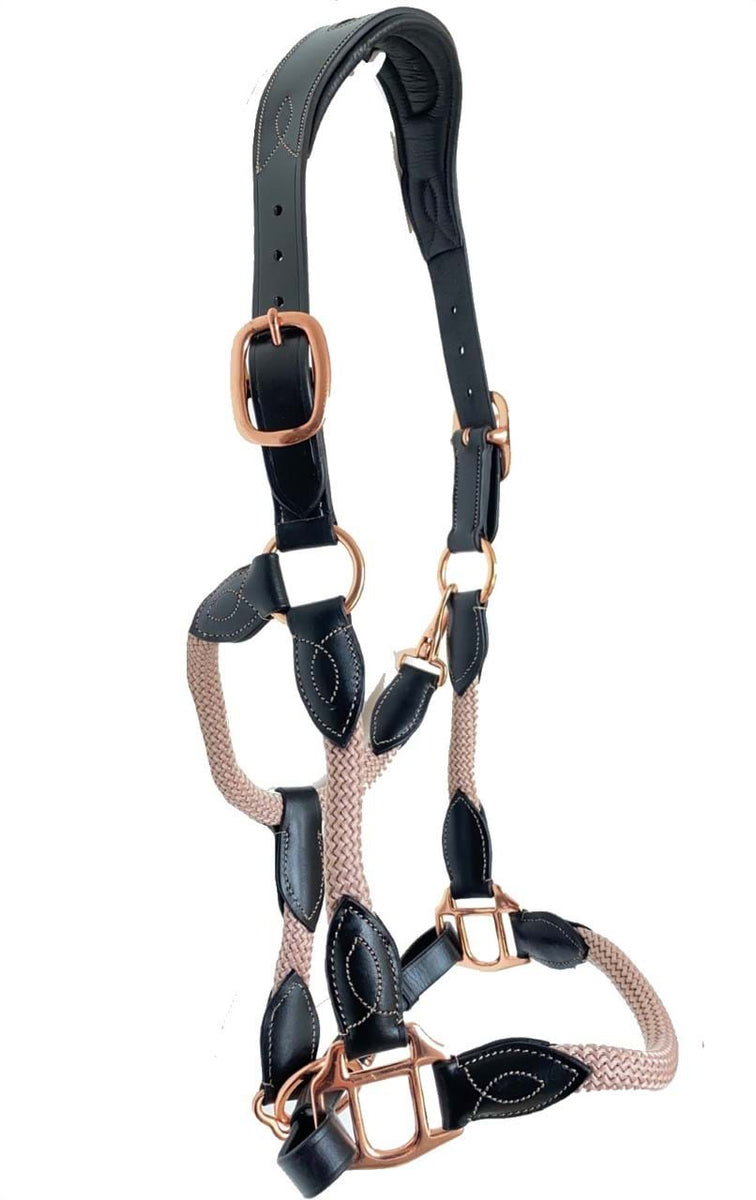 Hybrid Rope and Leather Halter - Various Colours – horsebizaustralia