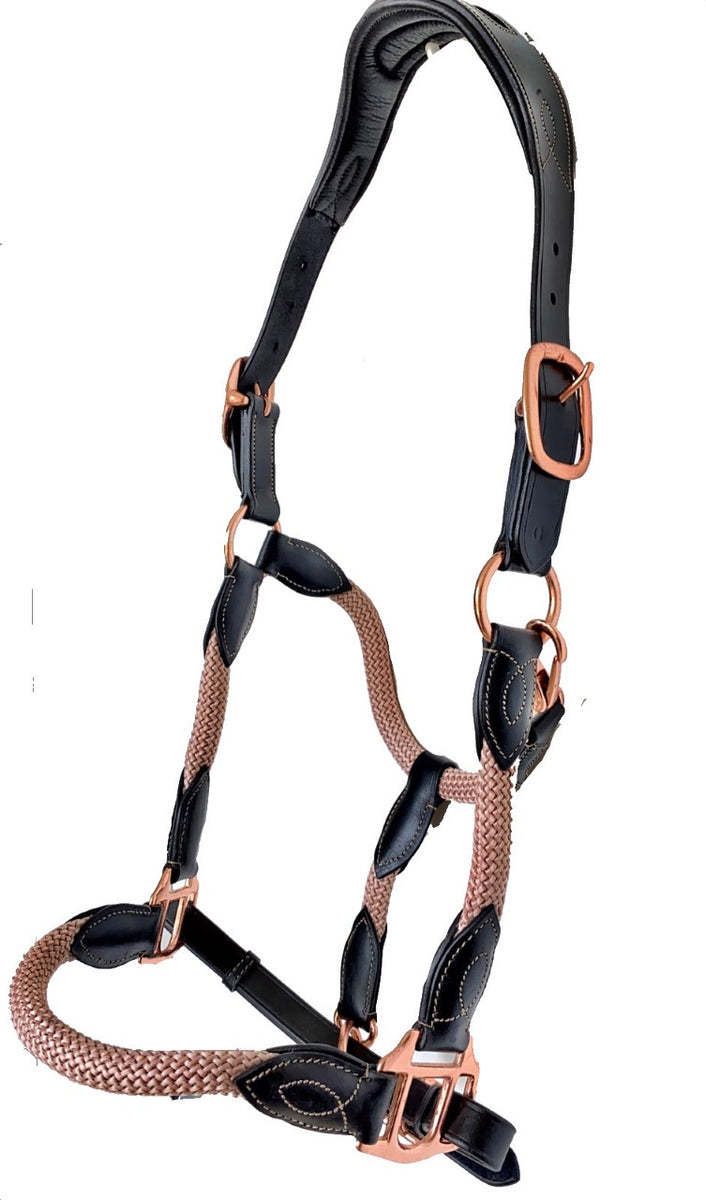 Hybrid Rope and Leather Halter - Various Colours – horsebizaustralia